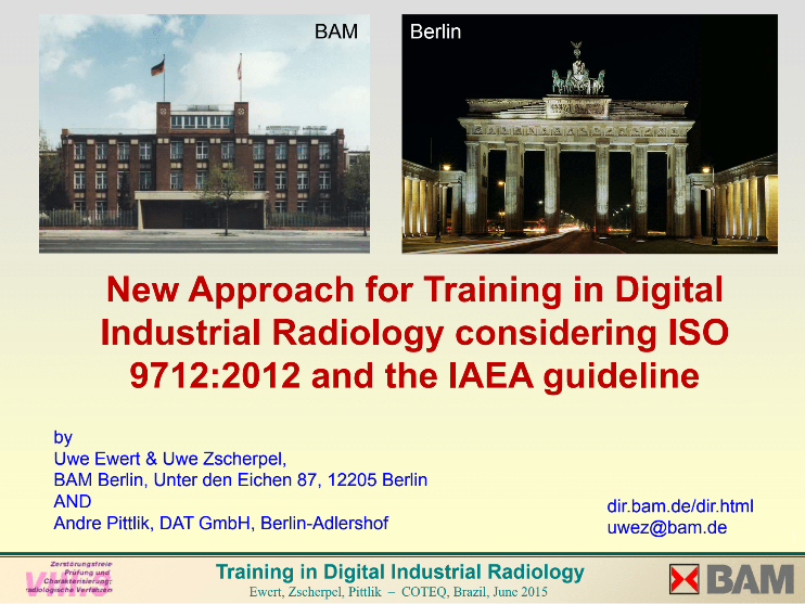 New Approach for Training in Digital Industrial Radiology considering ...